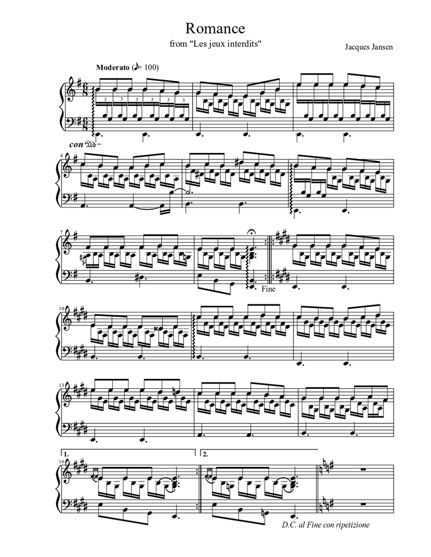 Romance Sheet music for Piano (Solo) | Musescore.com