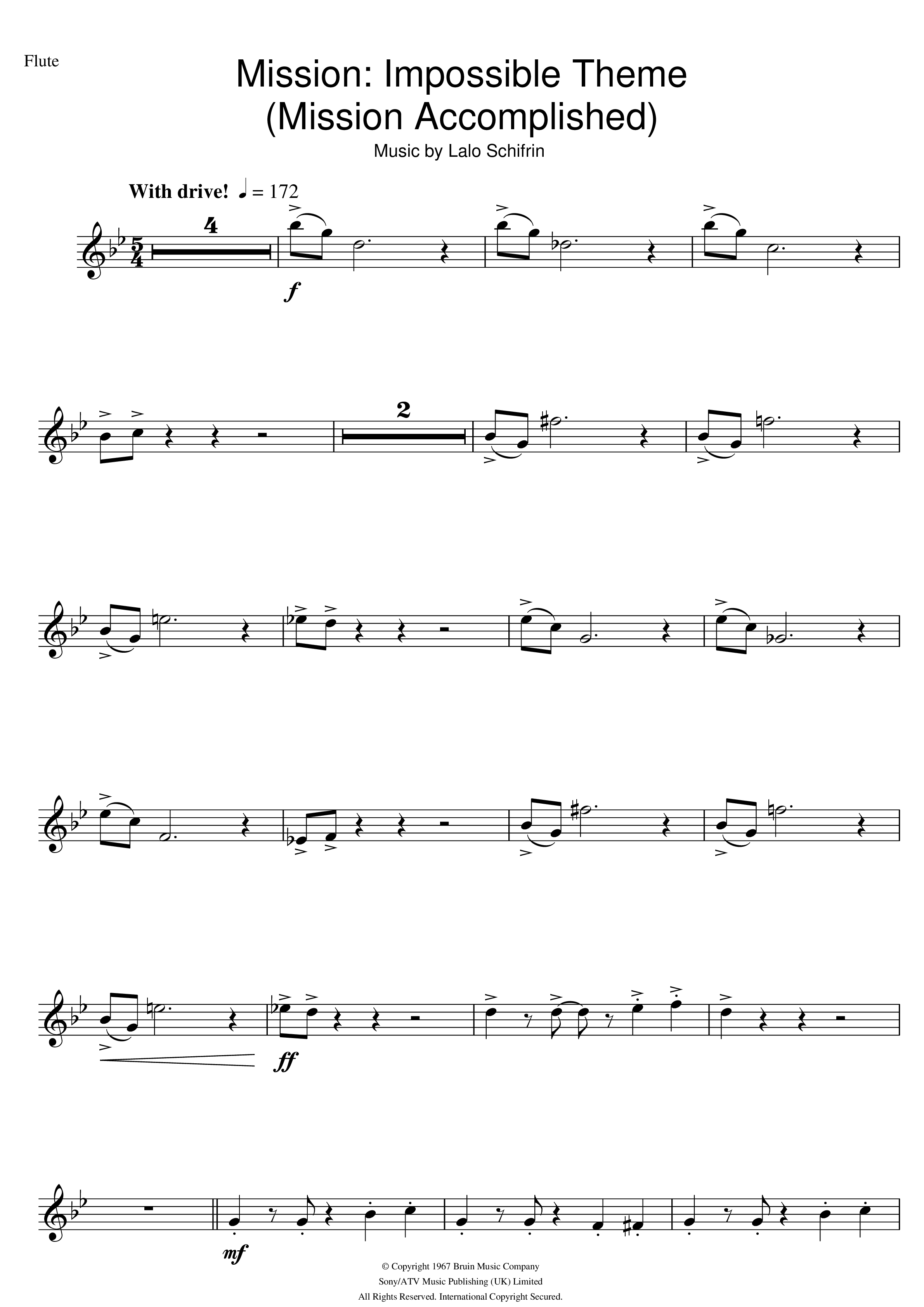 Play Official version of Mission Impossible Theme Sheet Music by Lalo ...