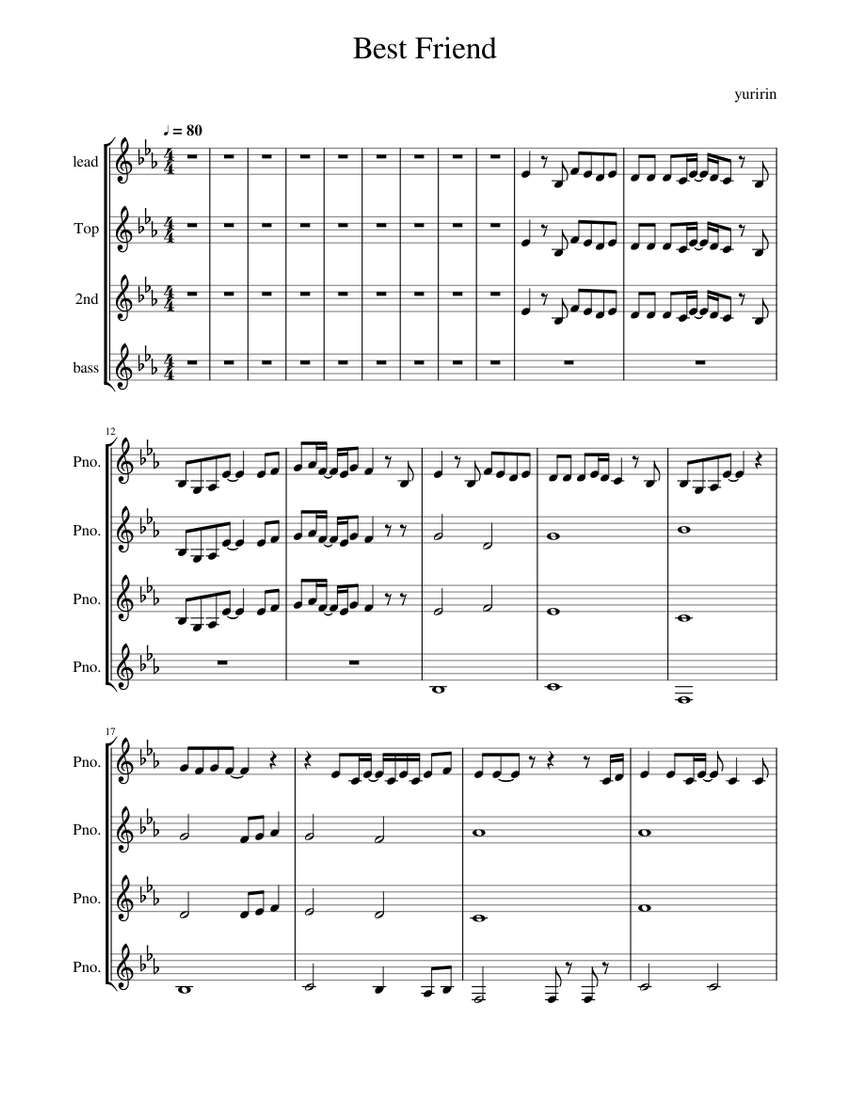 best friend Sheet music for Piano (Mixed Quartet) | Musescore.com