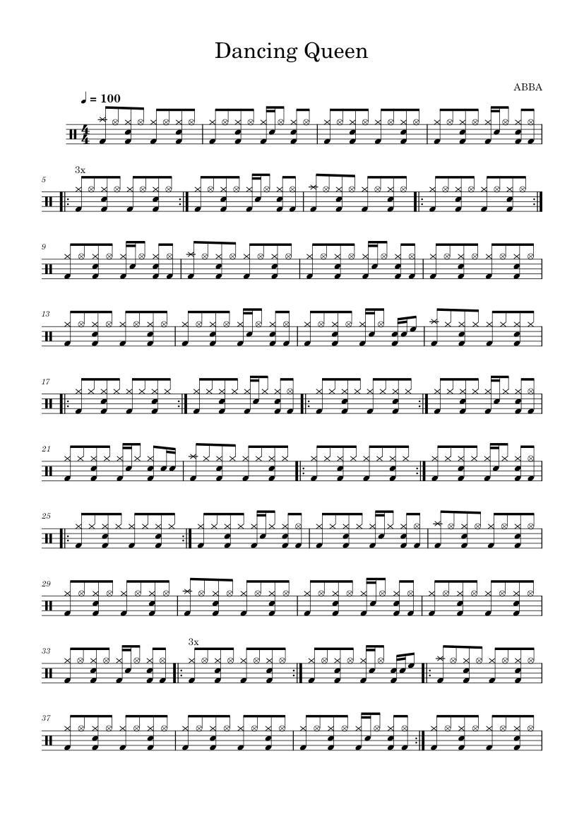 Dancing queen – ABBA Dancing Queen Sheet Music for Drum group (Solo ...