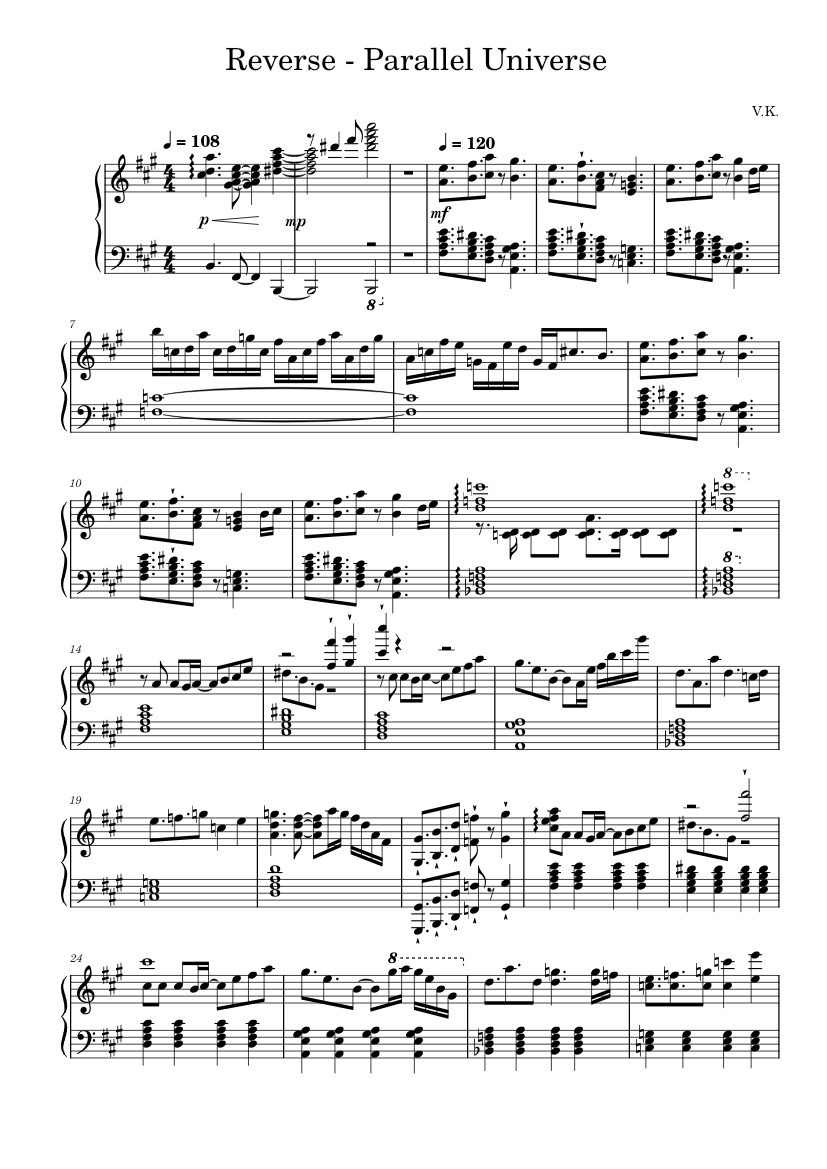Reverse Parallel Universe – V.K Sheet music for Piano (Solo) | Musescore.com