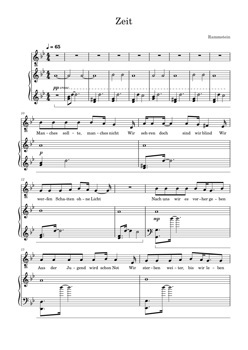 Zeit – Rammstein Sheet Music for Piano, Vocals (Solo) | MuseScore.com