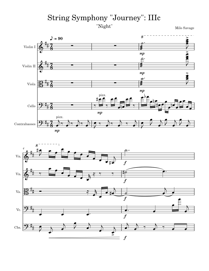 String Symphony "Journey": IIIc, Night Sheet music for Violin, Viola, Cello, Strings group ...