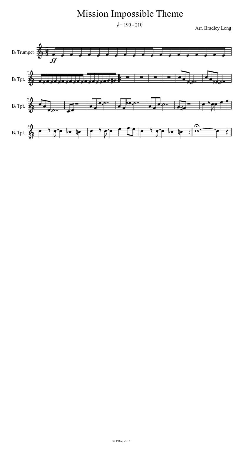 Mission Impossible theme trumpet 1 Sheet music for Trumpet other (Solo ...