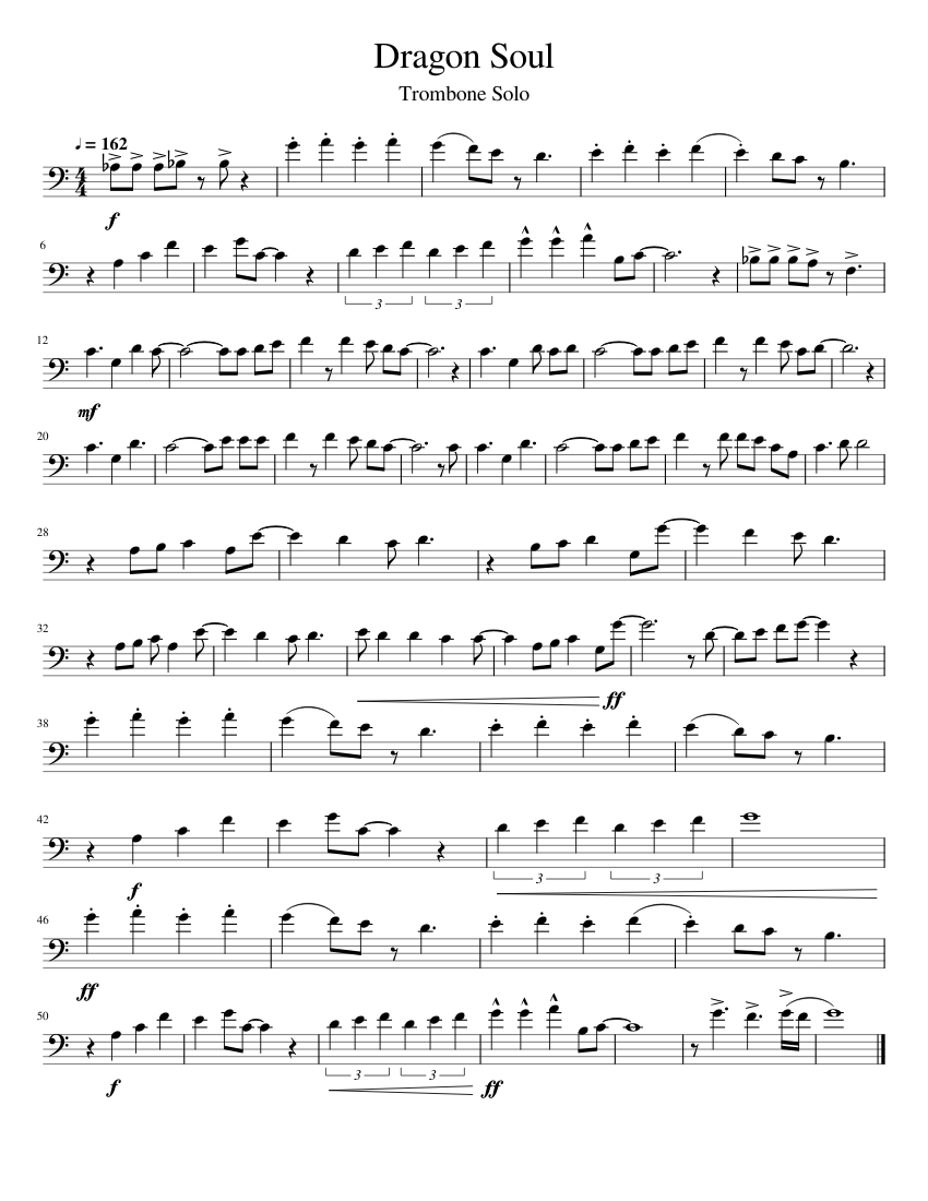 DBZ Kai: Dragon Soul - Trombone Solo Sheet music for Trombone (Solo ...