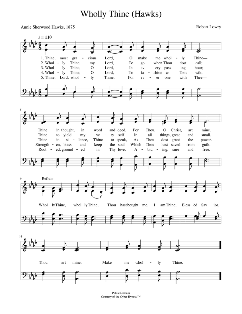 Wholly thine (hawks) - Robert Lowry Sheet music for Piano (Piano Duo ...