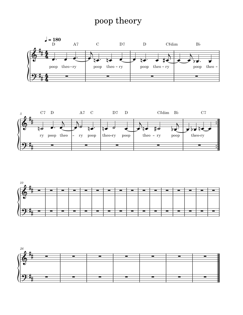 poop theory Sheet music for Piano (Solo) | Musescore.com
