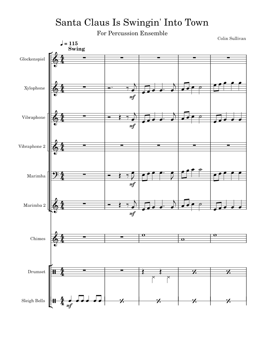 Santa Claus Is Swingin' Into Town Sheet music for Vibraphone ...