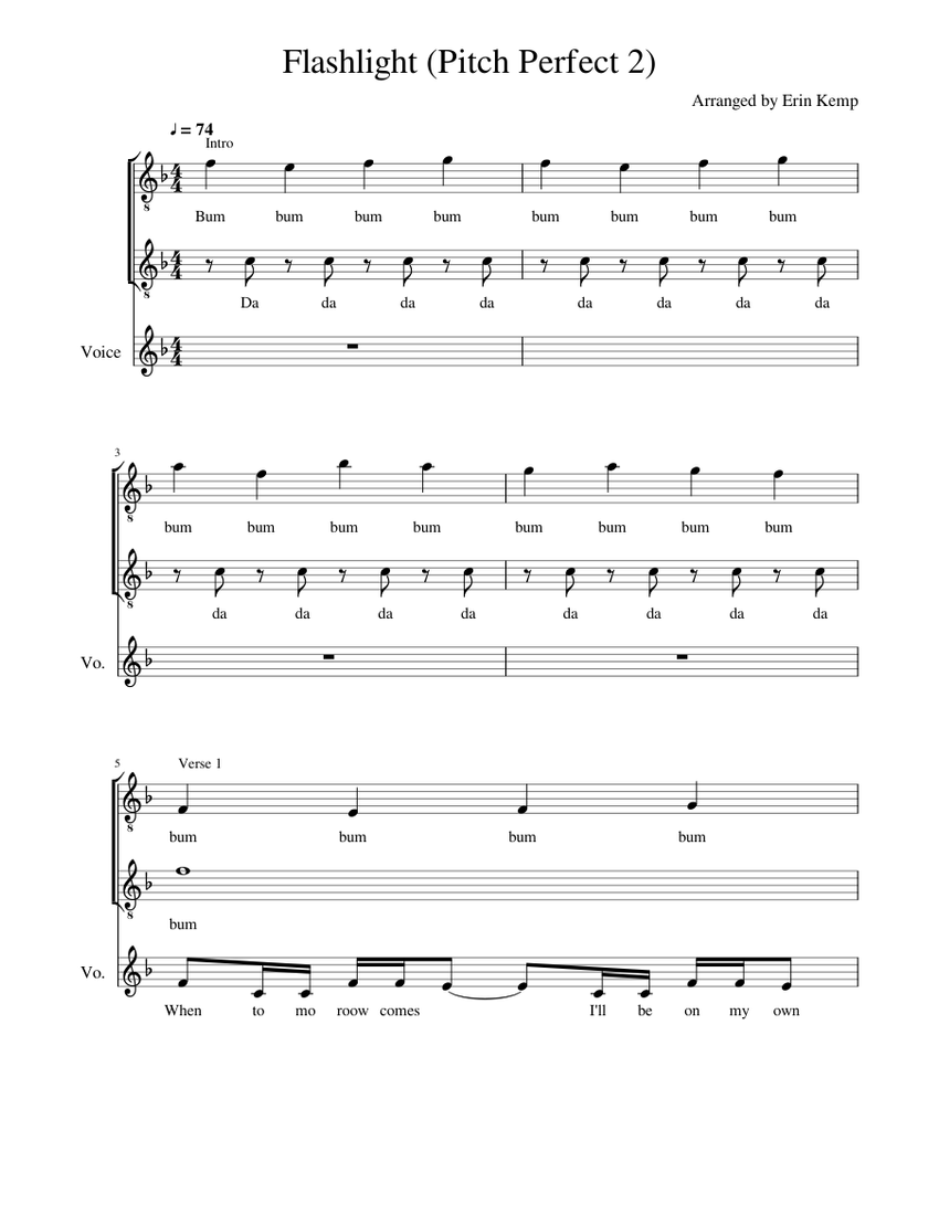 Flashlight- Jessie J (Pitch Perfect 2) A Capella Sheet music for Vocals ...