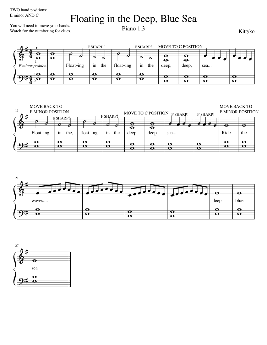 Floating in the Deep Blue Sea - piano tutorial