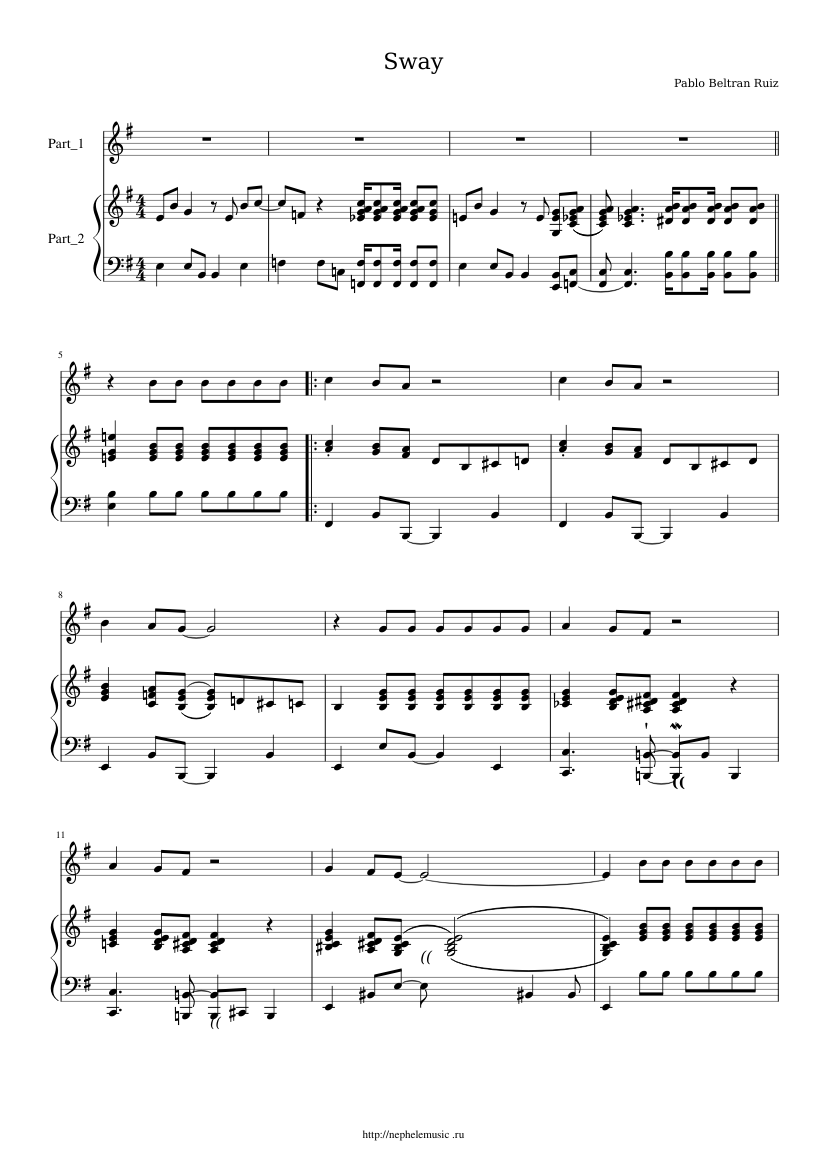 SWAY Sheet Music for Piano, Vocals (Piano-Voice) | MuseScore.com