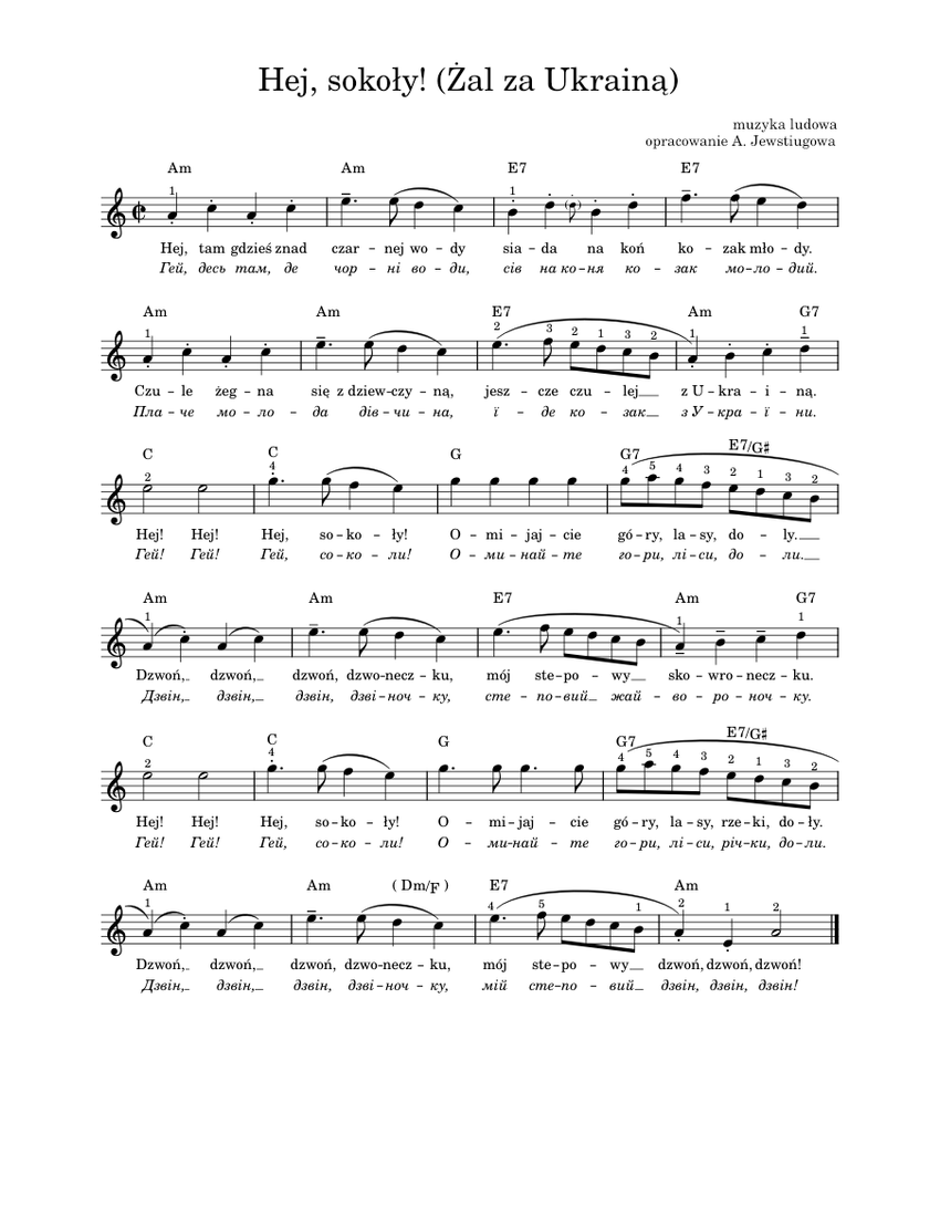 Hej, sokoły! — easy piano — for complete beginners Sheet music for ...