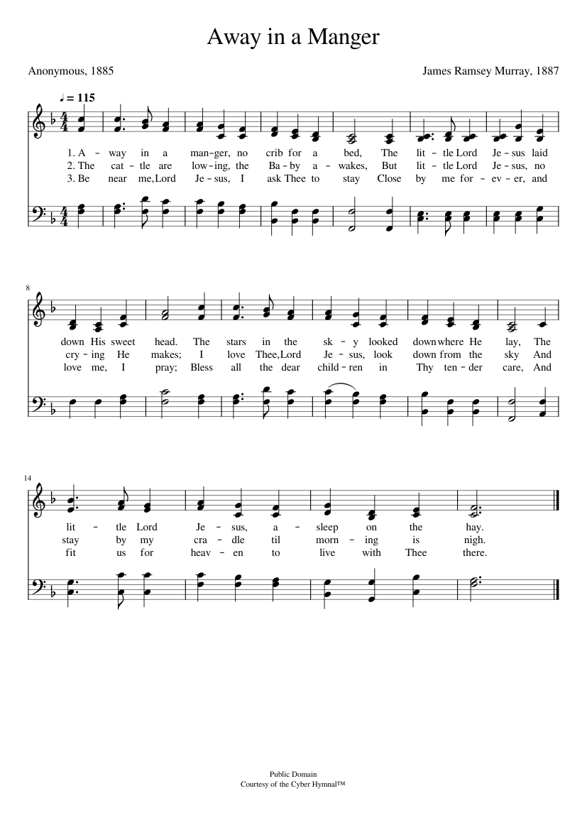 Away in a manger - James R. Murray Sheet music for Piano (Piano Duo ...