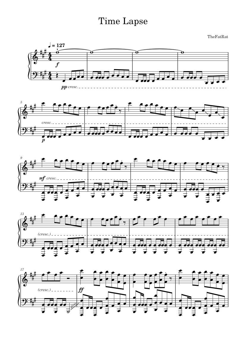 Time lapse – TheFatRat | Piano Solo Sheet Music for Piano (Solo ...