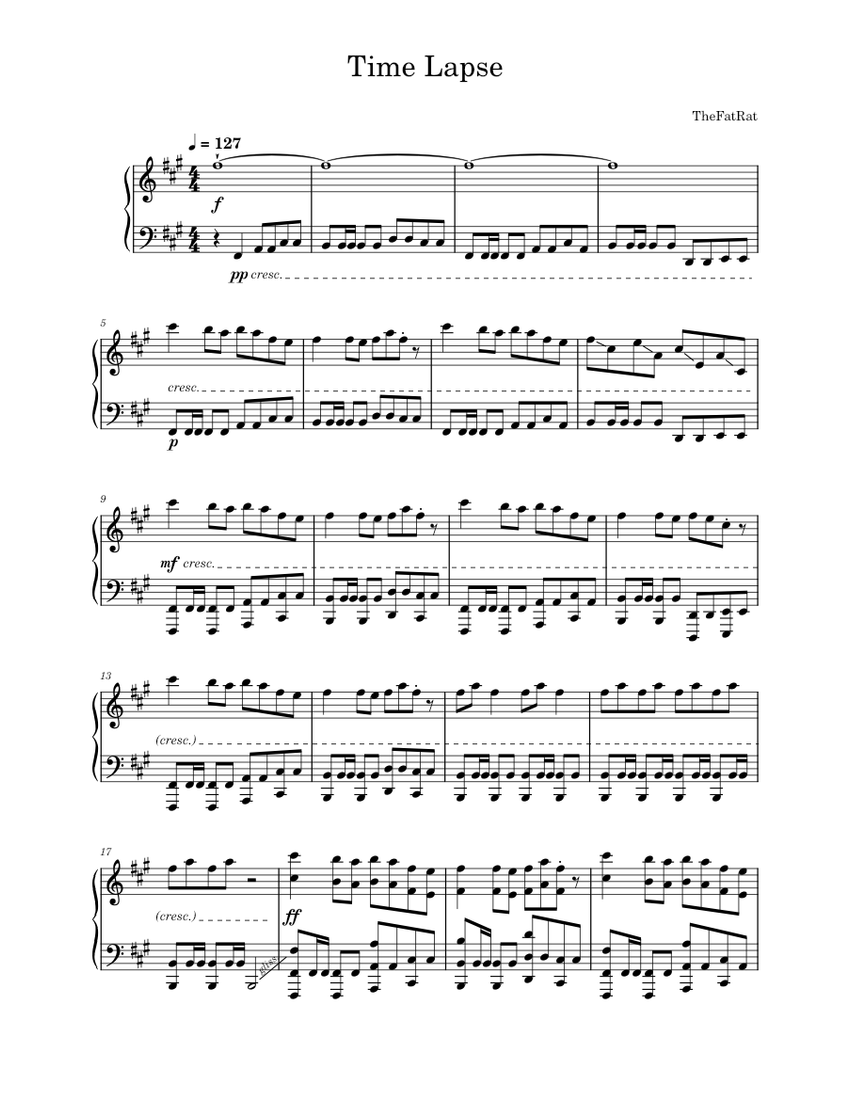 Time lapse – TheFatRat | Piano Solo Sheet music for Piano (Solo ...