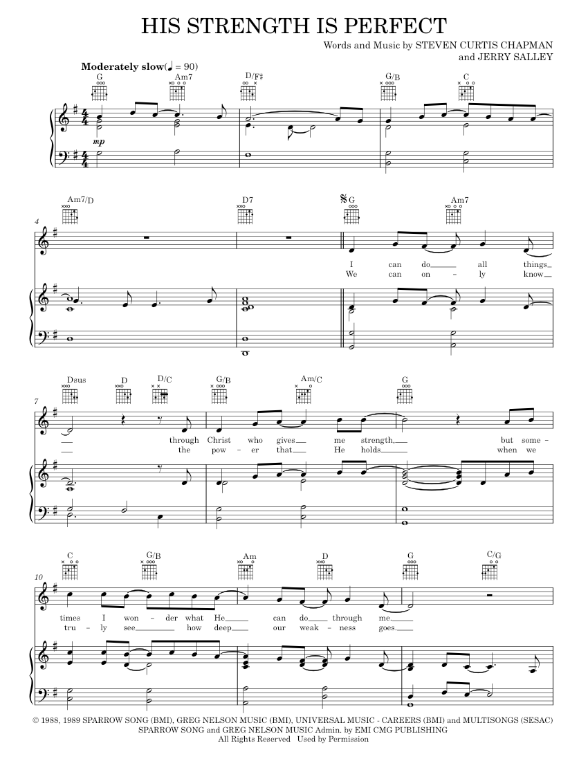 his strength is perfect Sheet music for Piano, Vocals by Steven Curtis ...