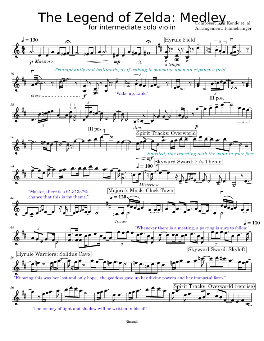 The Legend of Zelda: Medly Sheet music for Violin (Solo) | Musescore.com