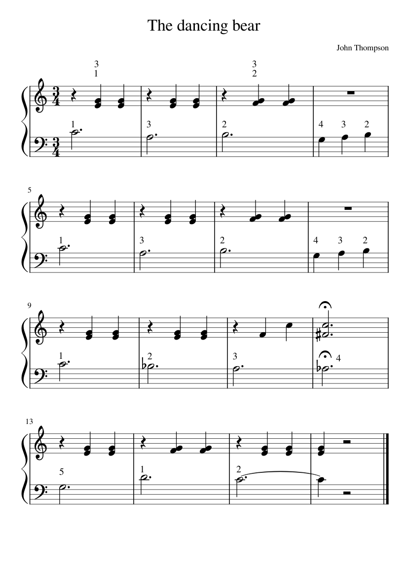 The dancing bear Sheet Music for Piano (Solo) Easy | MuseScore.com