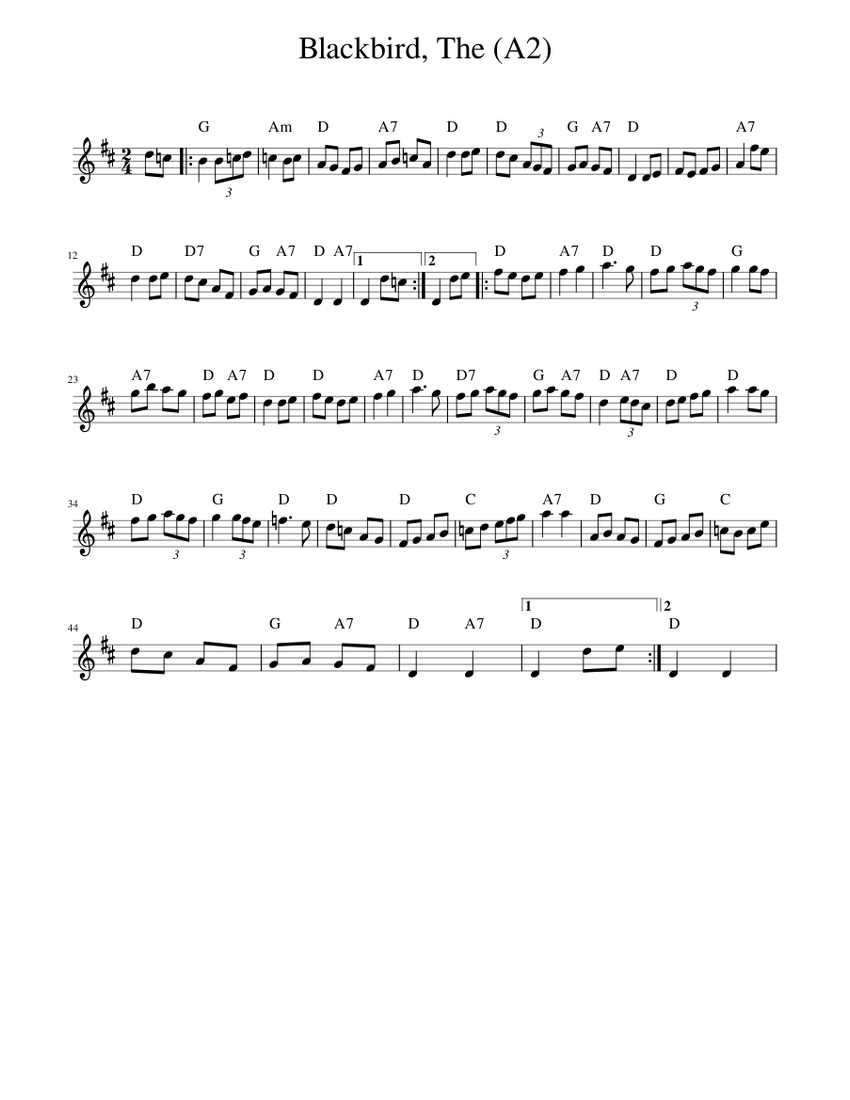 Blackbird, The (A2) Sheet music for Piano (Solo) | Musescore.com