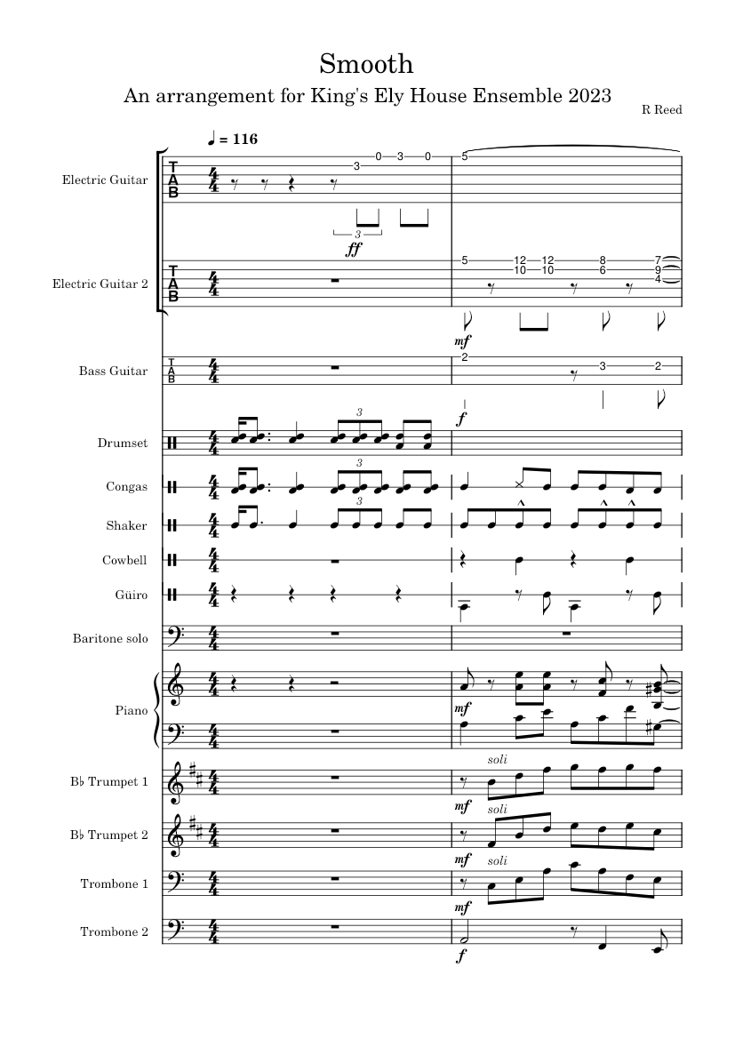 Smooth – Santana arranged by R. Reed Sheet music for Piano, Trombone ...