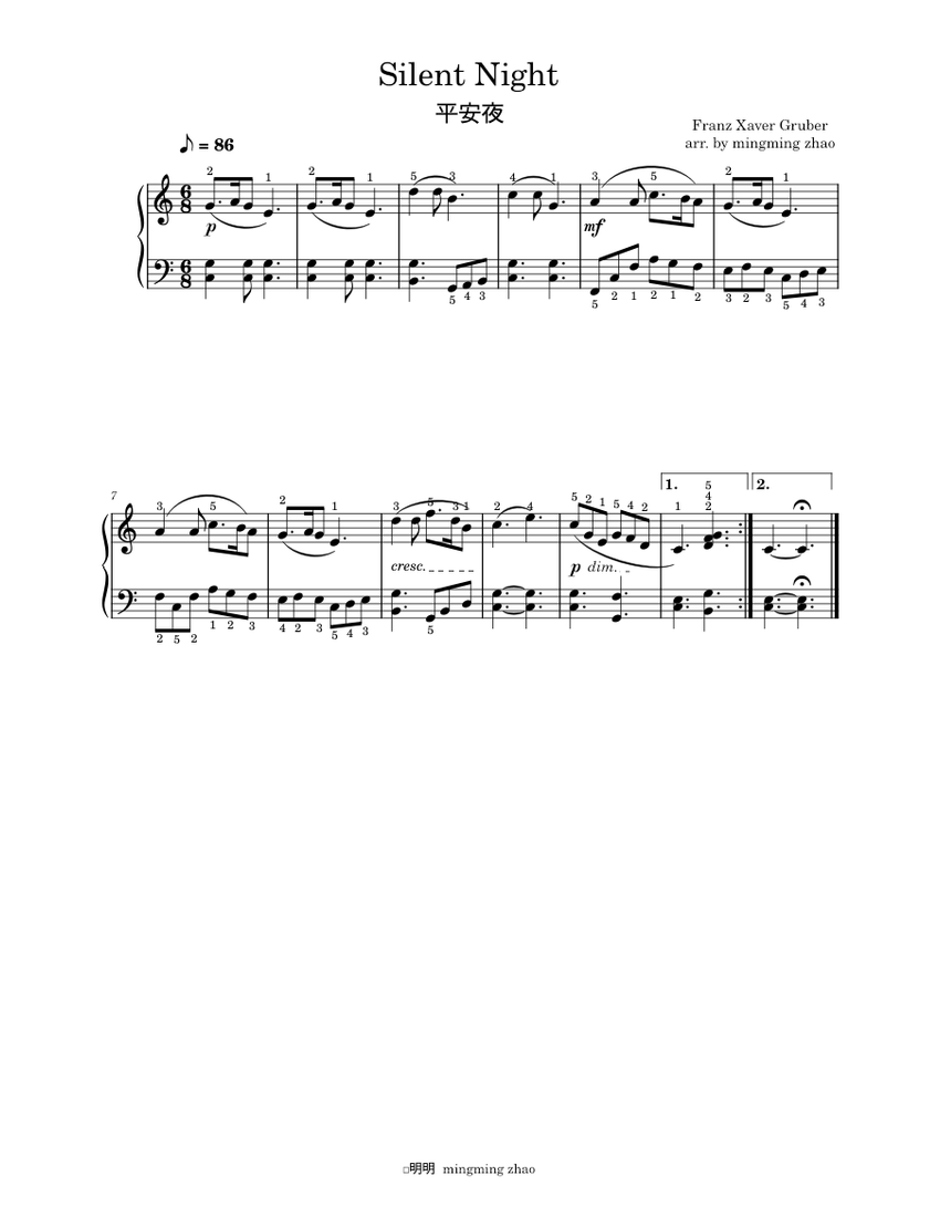 Silent_Night Sheet music for Piano (Solo) Easy | Musescore.com