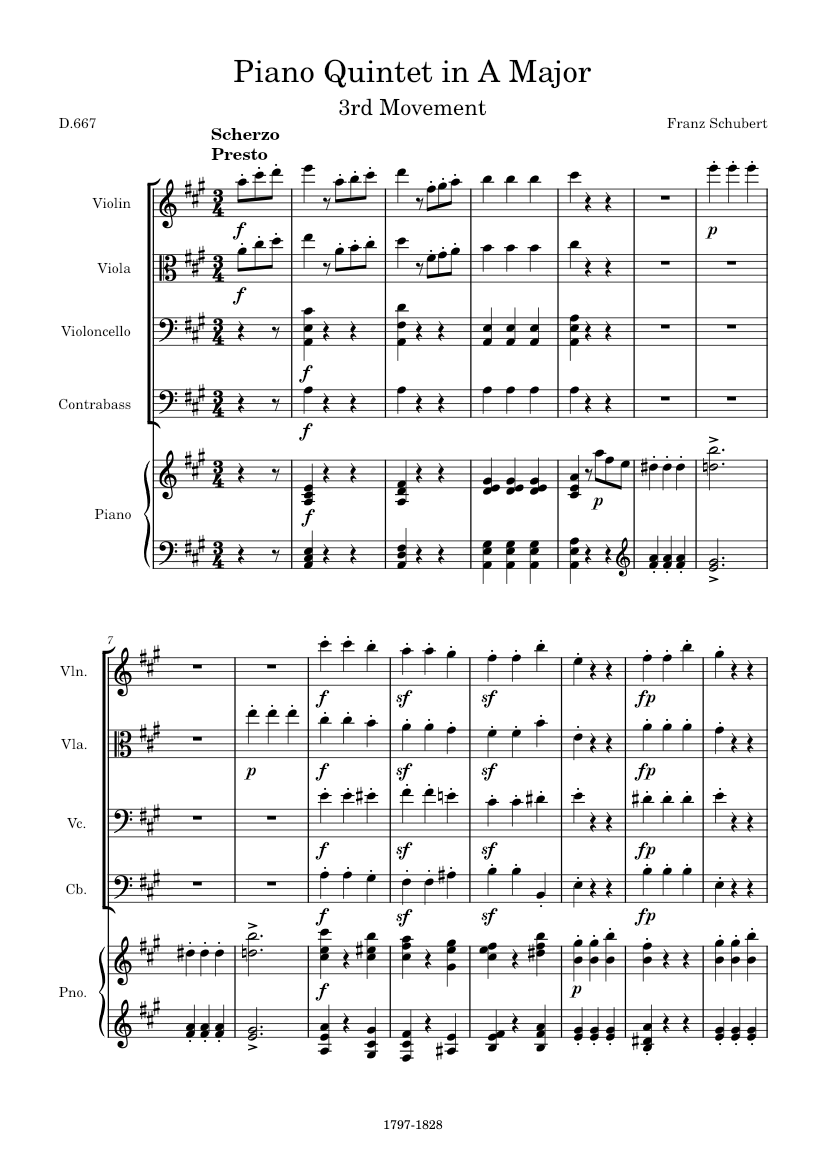 Piano Quintet in A Major, D.667 "Trout", 3rd Movement (Scherzo: Presto - Trio) – Franz Schubert ...
