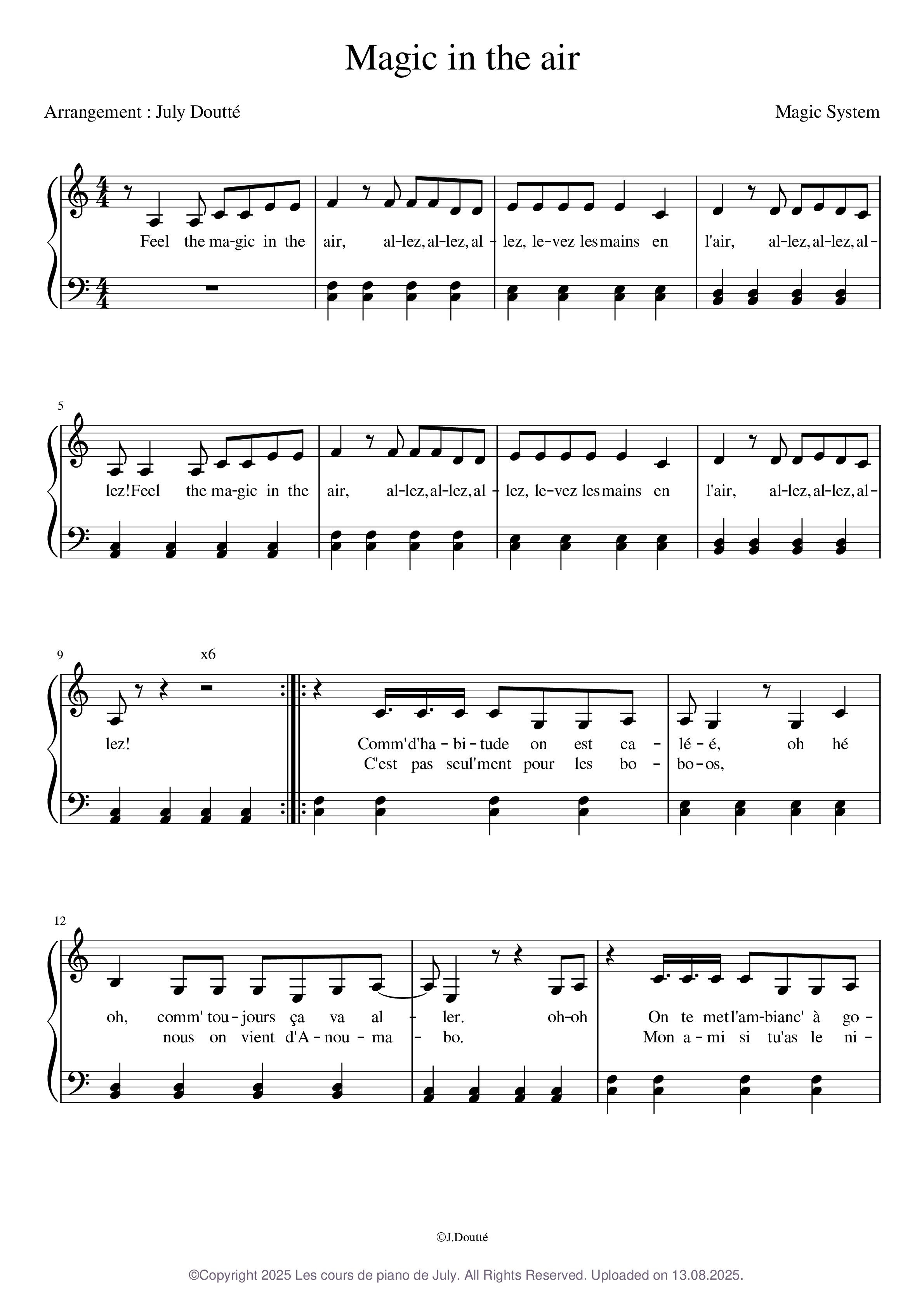 Magic in the air – Magic System Sheet Music for Piano (Piano-Voice ...