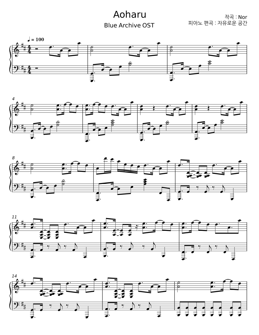 Re Aoharu - Nor Sheet music for Piano (Piano Duo) | Musescore.com