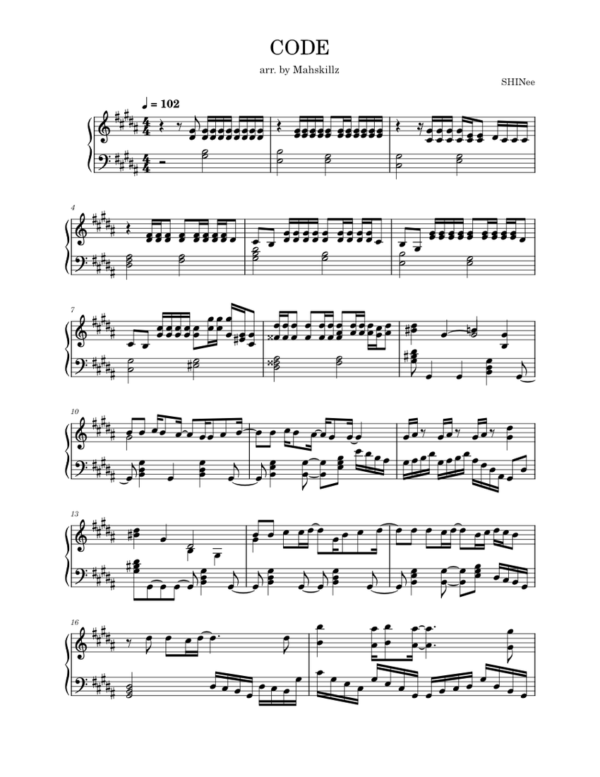 CØDE – SHINee (샤이니) Sheet music for Piano (Solo) | Musescore.com