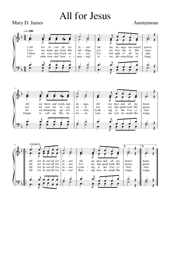 311 All for Jesus Sheet music for Piano (Solo) Easy | Musescore.com