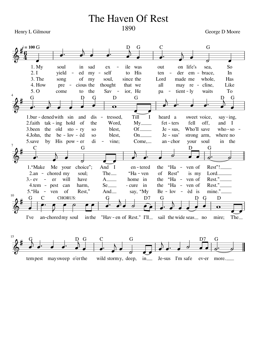 The Haven Of Rest Sheet Music with Chords for Piano (Solo) | MuseScore.com