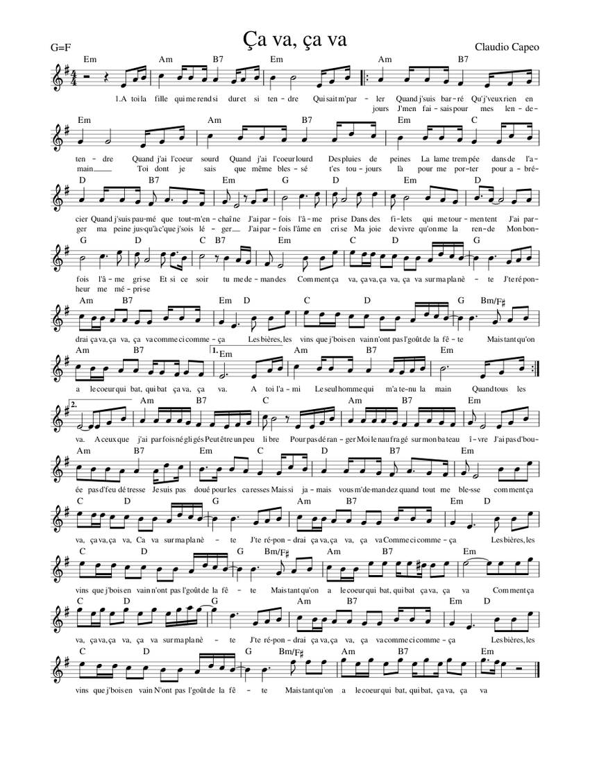 Ca va ca va Claudio Capeo Sheet music for Piano (Solo) | Musescore.com
