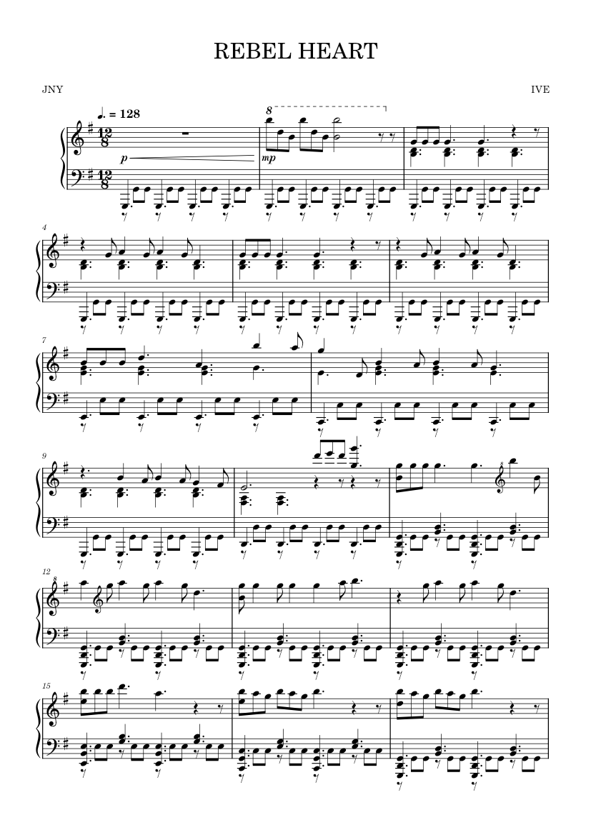 REBEL HEART – IVE (아이브) Sheet Music for Piano (Solo) | MuseScore.com