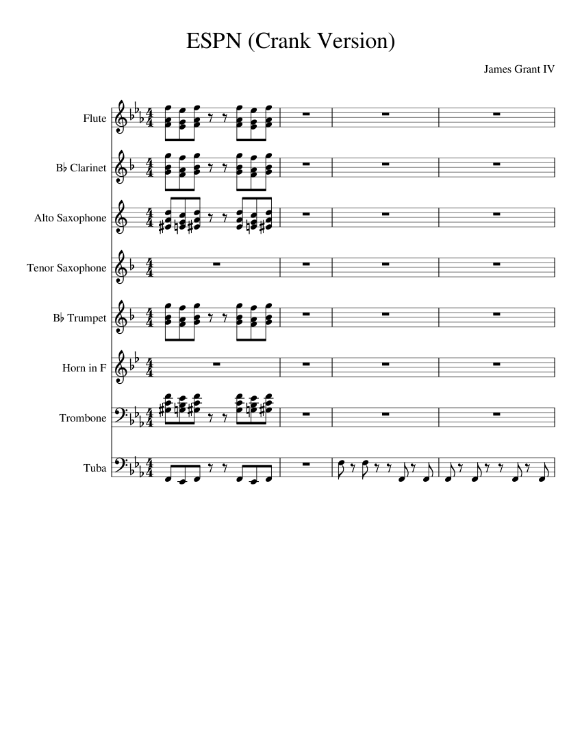 ESPN (Crank Version) Sheet music for Trumpet (In B Flat), Trombone, Flute, Clarinet (In B Flat ...