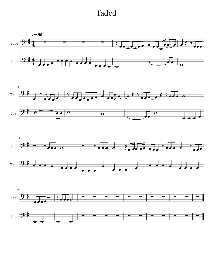 faded but tuba Sheet music for Tuba (Brass Duet) | Musescore.com