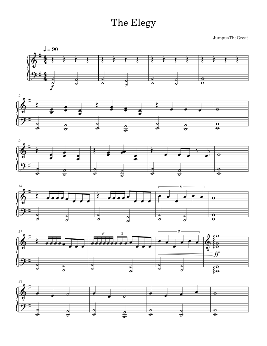 The Elegy Sheet Music for Piano (Solo) Easy | MuseScore.com