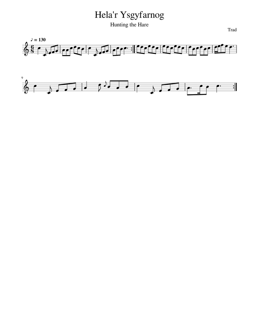 Traditional music - Hela'r Ysgyfarnog Sheet music for Piano (Solo ...