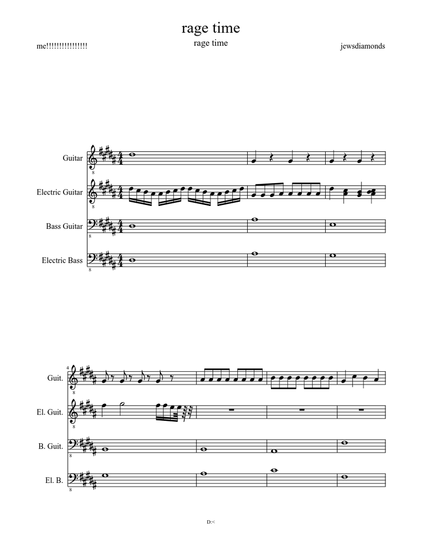 rage time Sheet music for Guitar (Solo) | Download and print in PDF or ...