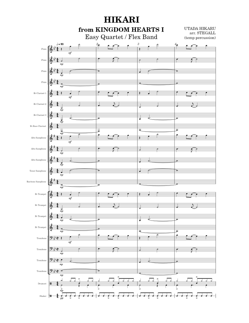 Hikari – Utada Hikaru (Flex Band) Sheet music for Trombone, Flute ...
