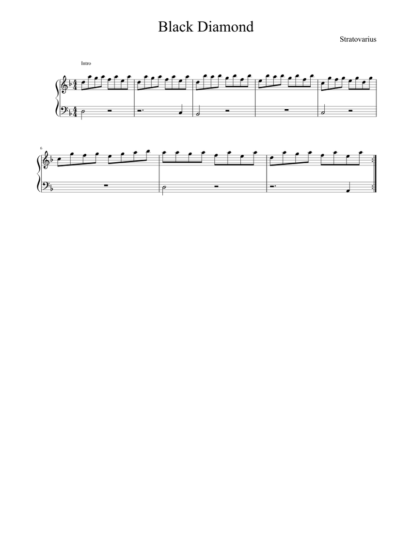 Black Diamond - intro - rem Sheet music for Piano (Solo) | Musescore.com