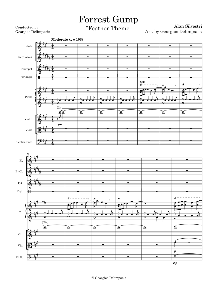 Forrest Gump (for orchestra) Sheet music for Piano, Flute, Clarinet in ...