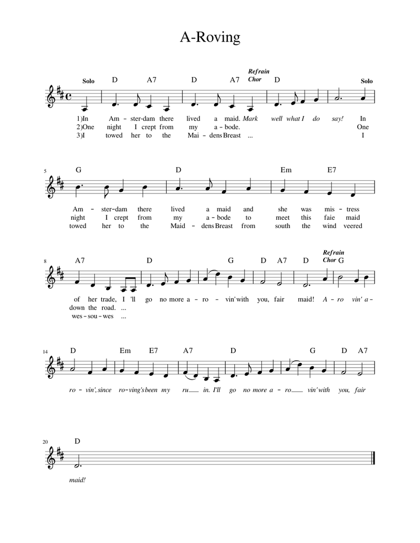 002_A-Roving Sheet music for Piano (Solo) | Musescore.com