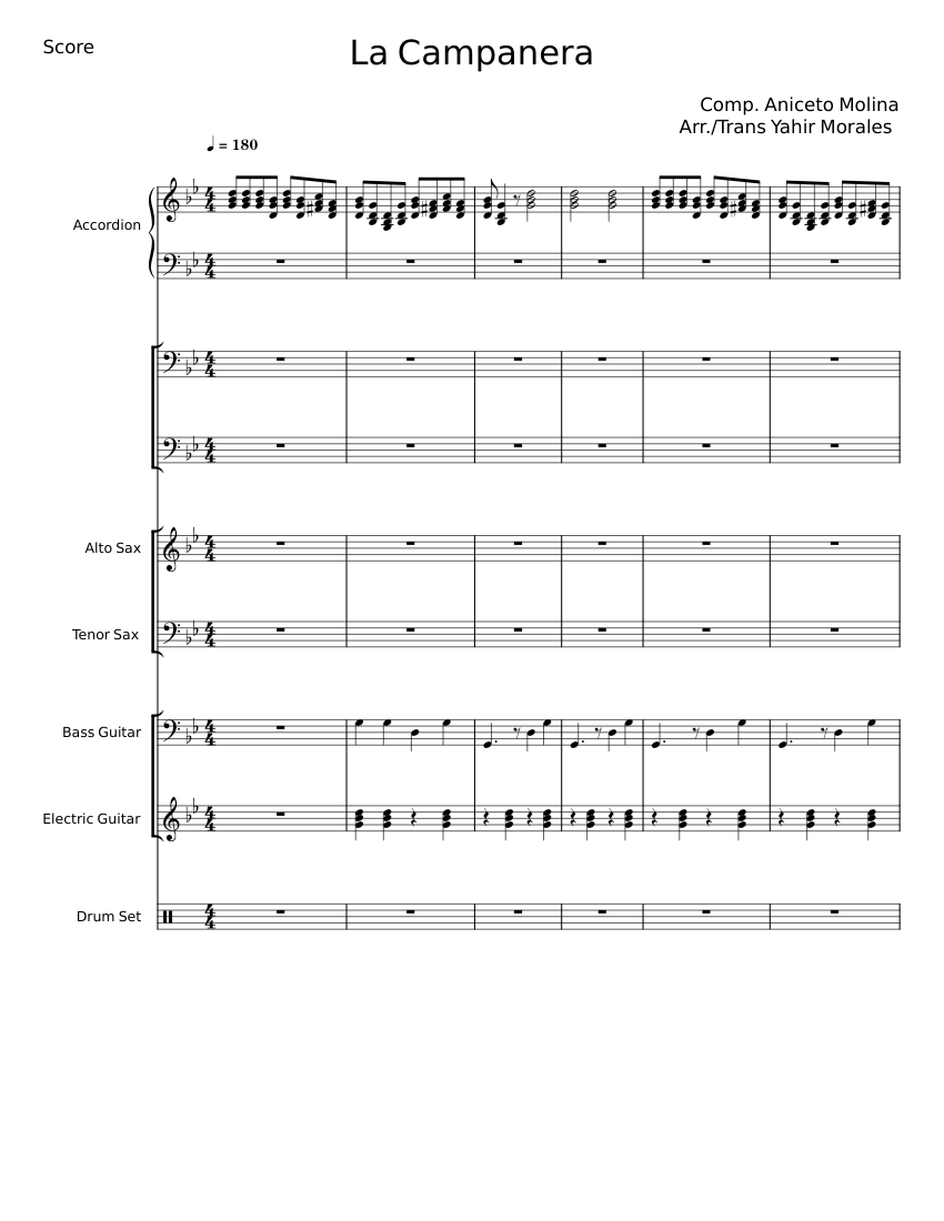 La Campanera - Aniceto Molina Sheet Music for Trombone, Accordion, Saxophone alto, Saxophone ...
