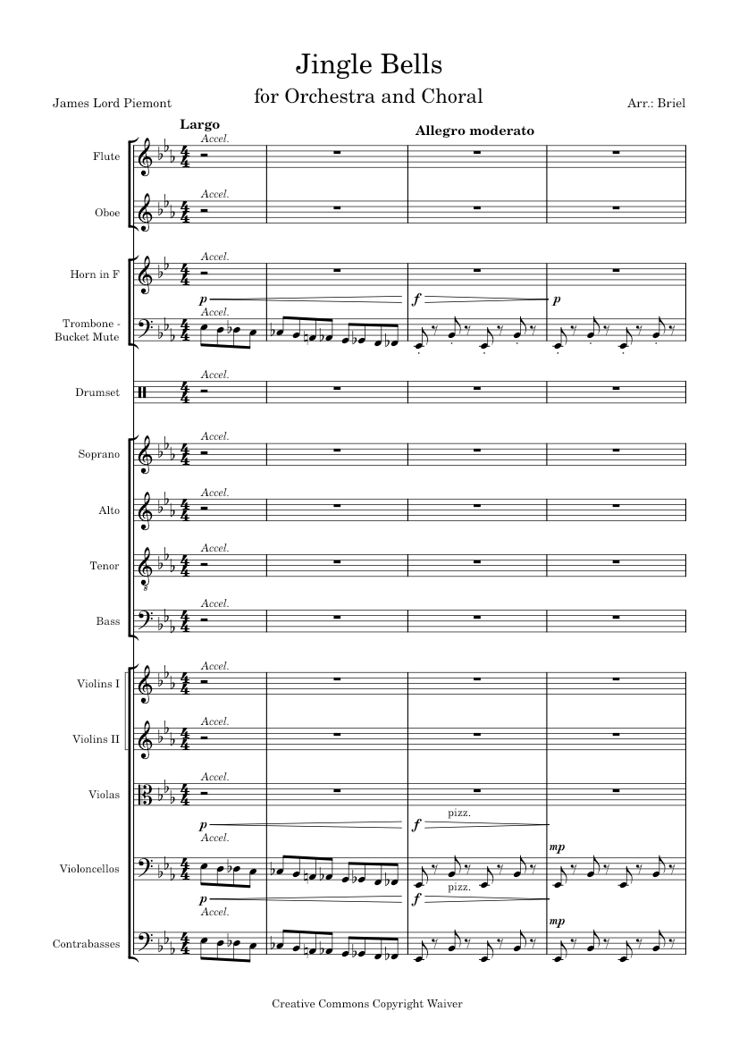 Jingle Bells Orchestra Sheet music for Trombone, Flute, Oboe, French ...