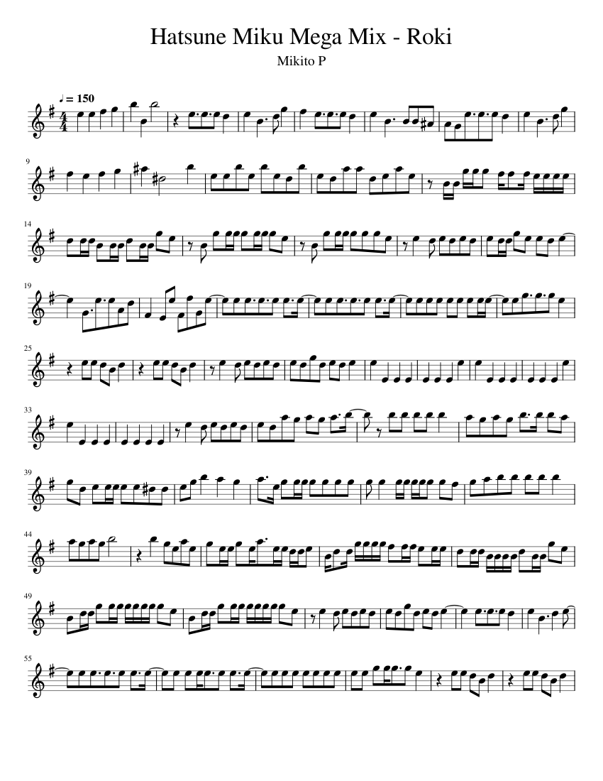 Hatsune Miku Mega Mix - Roki Sheet music for Flute (Solo) | Musescore.com