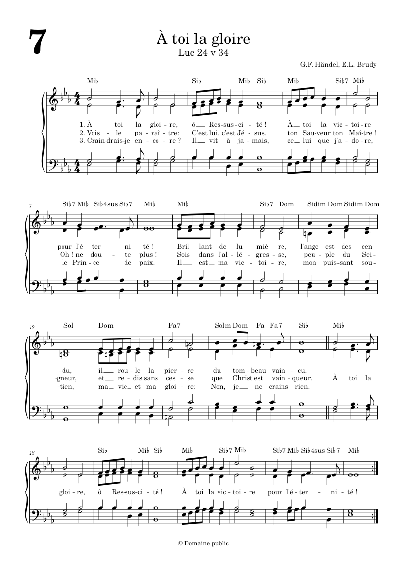 À toi la gloire – Edmond Louis Budry Sheet Music with Chords for Piano (Solo) Easy | MuseScore.com