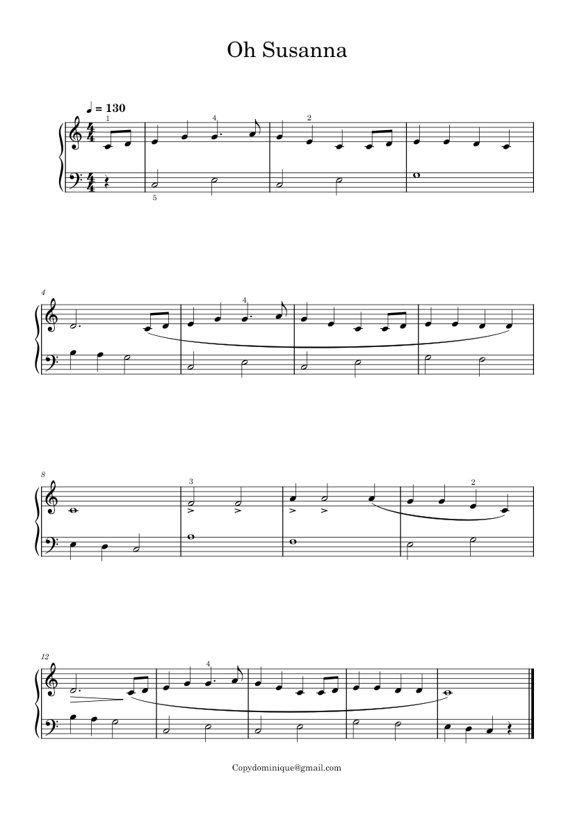 Oh! Susanna – Stephen Foster Oh! Suzanna 2 Sheet music for Piano (Solo ...