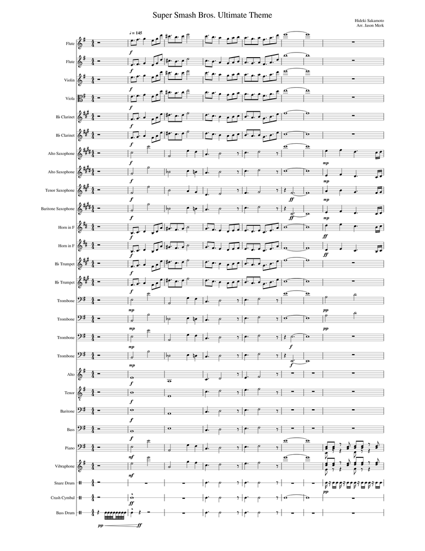 Super Smash Bros. Ultimate Theme Full Band Sheet music for Piano ...