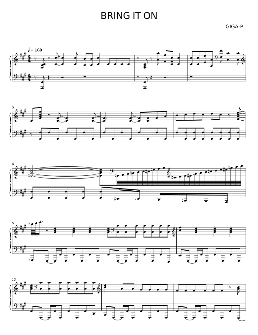 BRING IT ON - Giga-P Sheet Music for Piano (Solo) | MuseScore.com