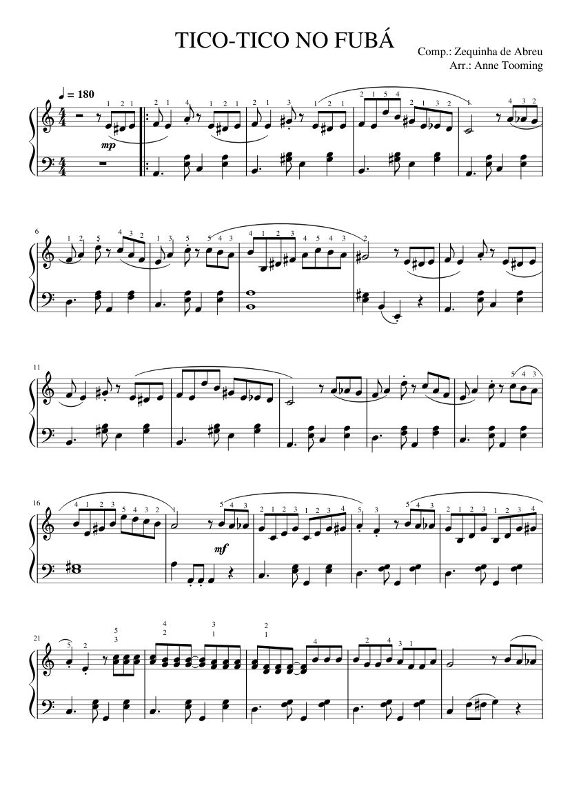 Tico-Tico no Fubá Sheet Music for Piano (Solo) | MuseScore.com